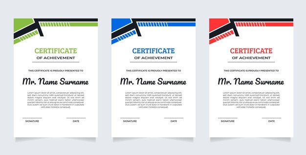 Premium Vector | Horizontal and vertical certificate template modern ... Premium Vector | Horizontal and vertical certificate template modern ...