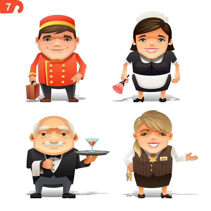 Premium Vector | Hotel professions vector icon set Premium Vector | Hotel professions vector icon set