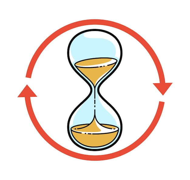 Premium Vector | Hourglass sand watch with loop arrow vector ... Premium Vector | Hourglass sand watch with loop arrow vector ...