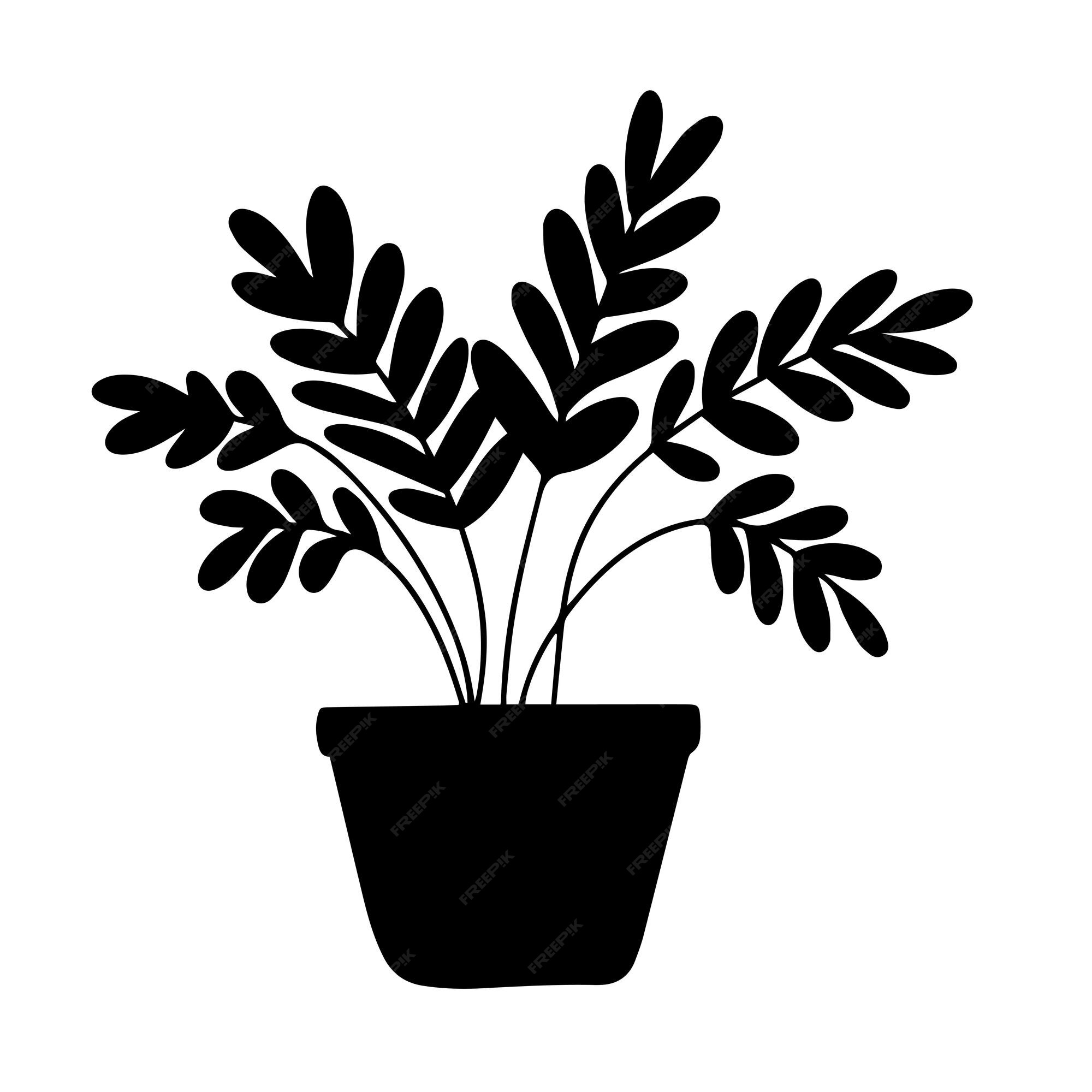Premium Vector Houseplant Silhouette Hand Draw Silhouette Houseplant