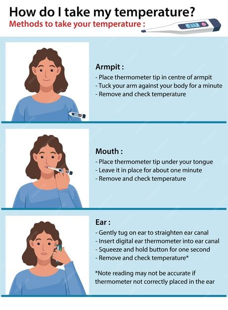 Premium Vector | How to take your temperature how to measure body ... Premium Vector | How to take your temperature how to measure body ...