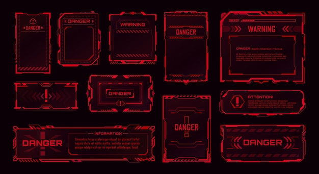 Premium Vector | Hud danger zone warning alert danger red frames Premium Vector | Hud danger zone warning alert danger red frames