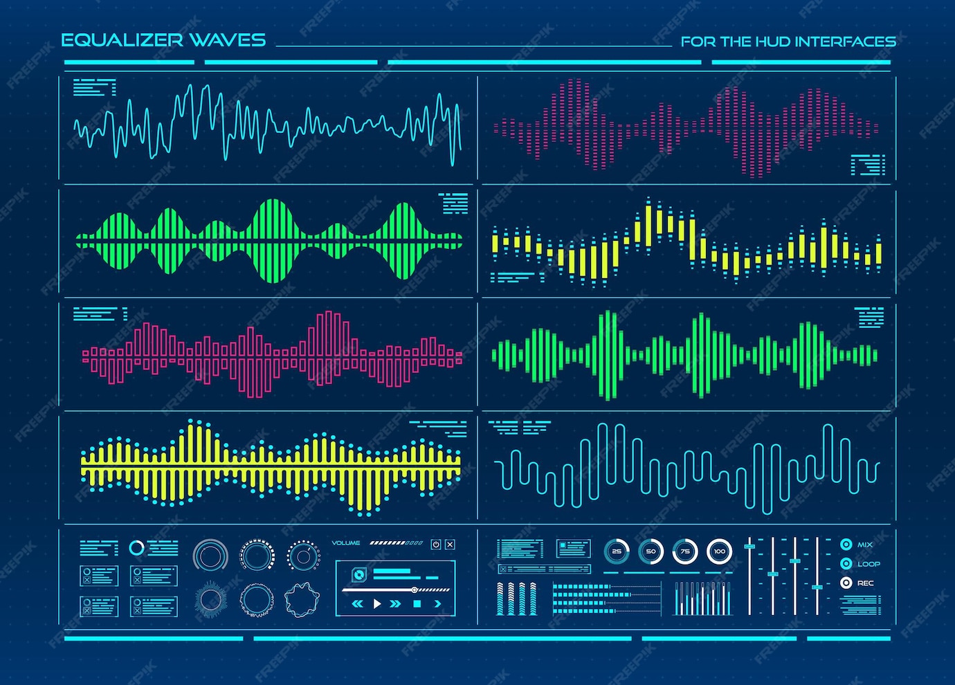 Premium Vector | Hud equalizer music digital sound wave and voice recognition signals graphic ...