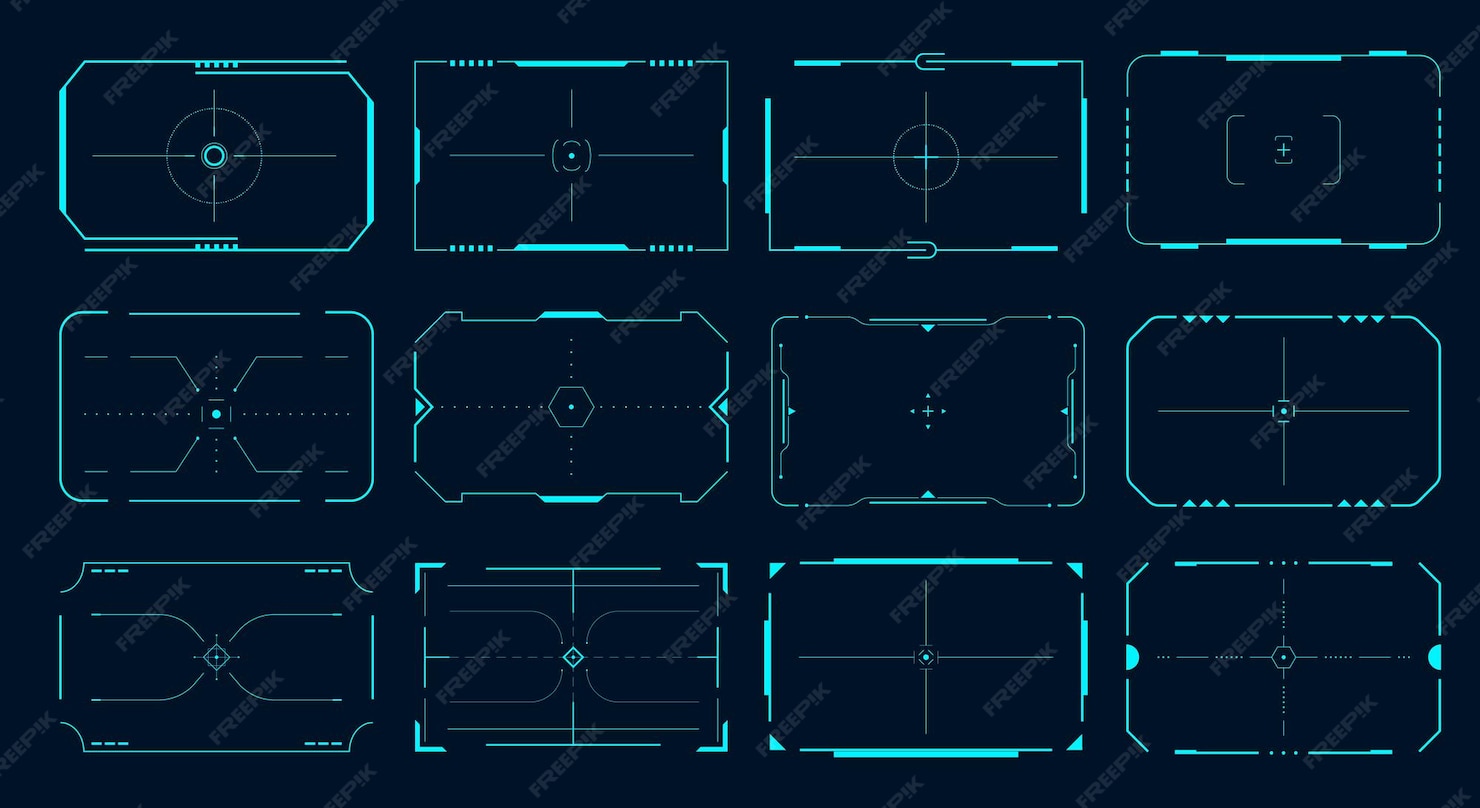 Premium Vector | Hud frame. futuristic game target borders, sci-fi empty banners for text, menu ...