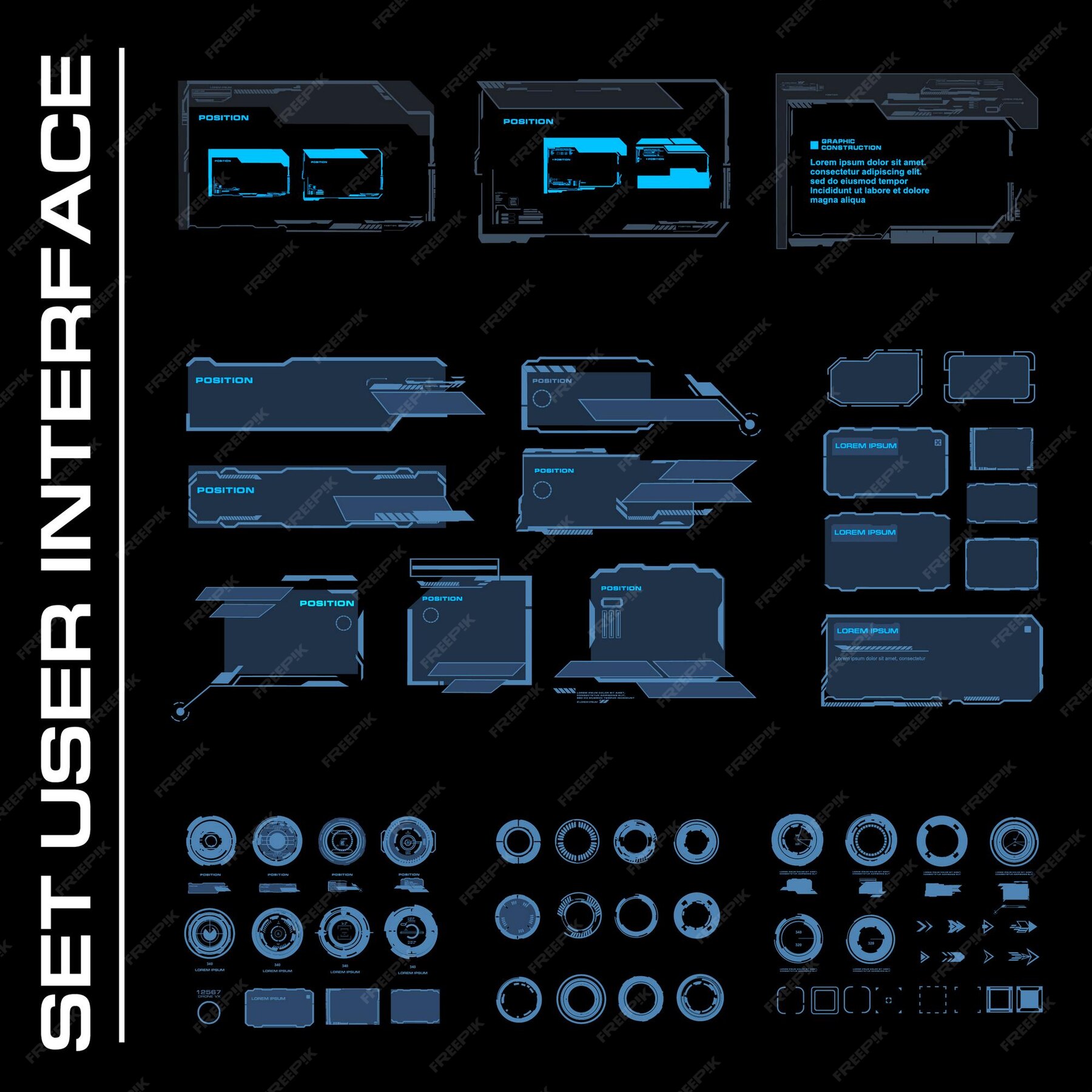 Premium Vector | HUD user interface Futuristic virtual user interface with frames callouts and ...