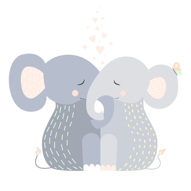 Premium Vector | Hugging Elephant Postcard Vector illustration Premium Vector | Hugging Elephant Postcard Vector illustration