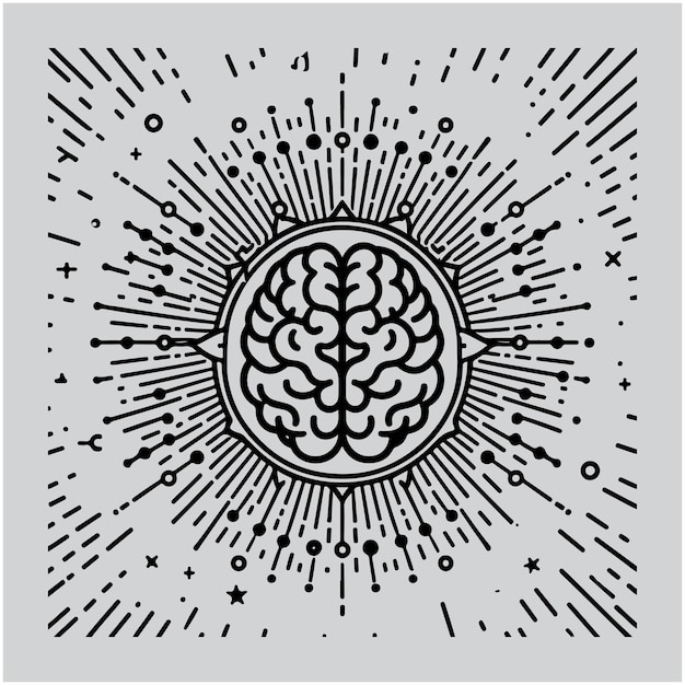 Premium Vector | Human brain surrounded by rays vector line icon vector ... Premium Vector | Human brain surrounded by rays vector line icon vector ...