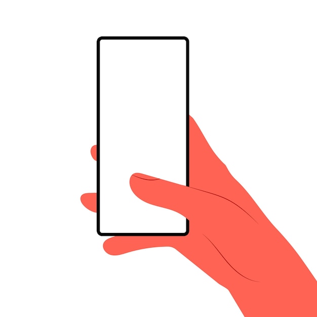 Premium Vector Human Hands Hold Horizontally Mobile Phone With Blank