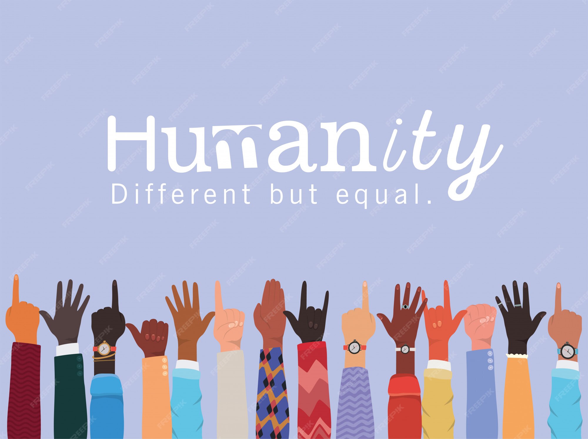 Premium Vector | Humanity different but equal and diversity hands up ... Premium Vector | Humanity different but equal and diversity hands up ...