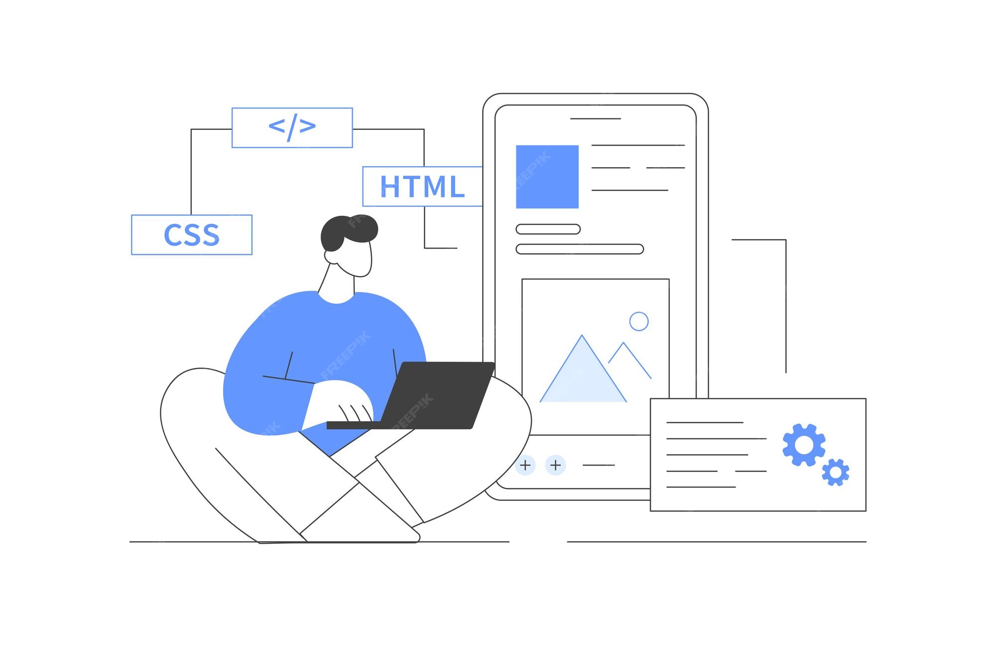 Premium Vector | Hybrid mobile App Development Web developer programmer technology Modern ...