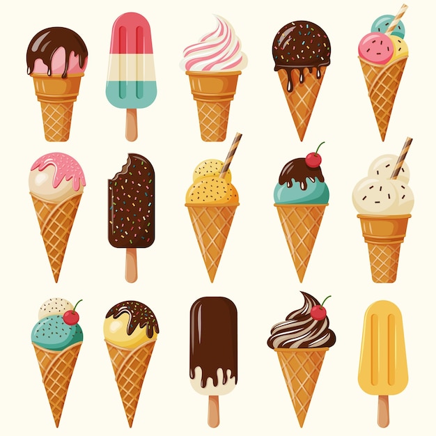 Premium Vector Ice Cream Collection Vector Illustration