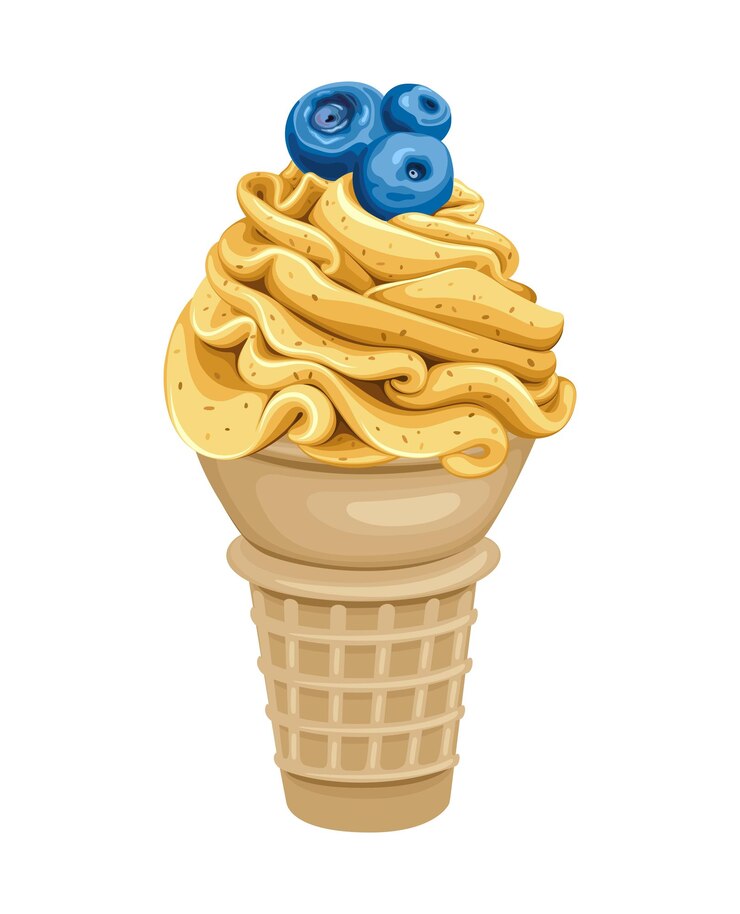 Premium Vector Ice Cream Cone Blueberry Cream Sweet Food Cold Drink