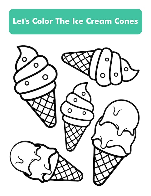 Premium Vector Ice Cream Cones Coloring Book Page In Letter Page Size