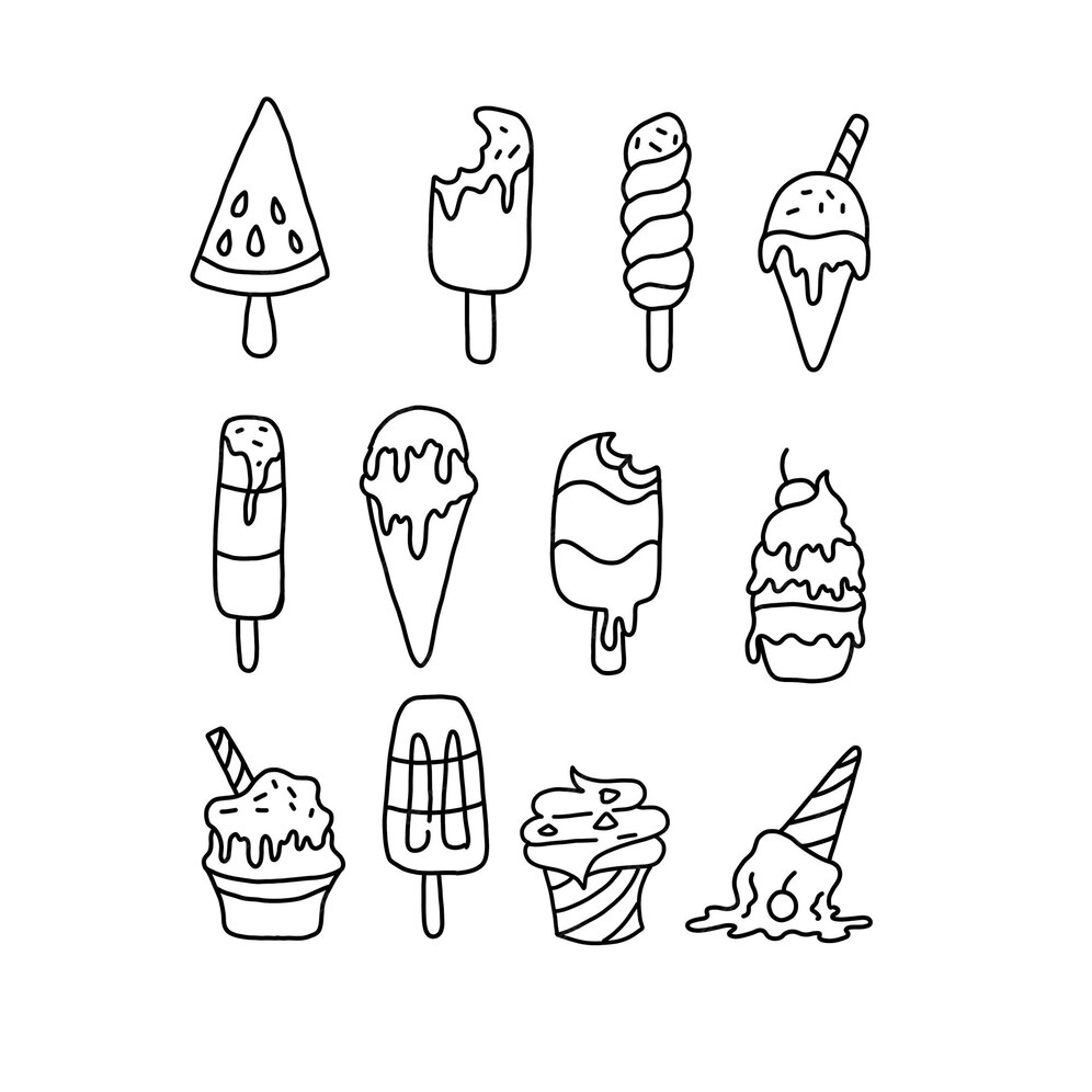 Premium Vector Ice Cream Doodle Art Illustrations Vector