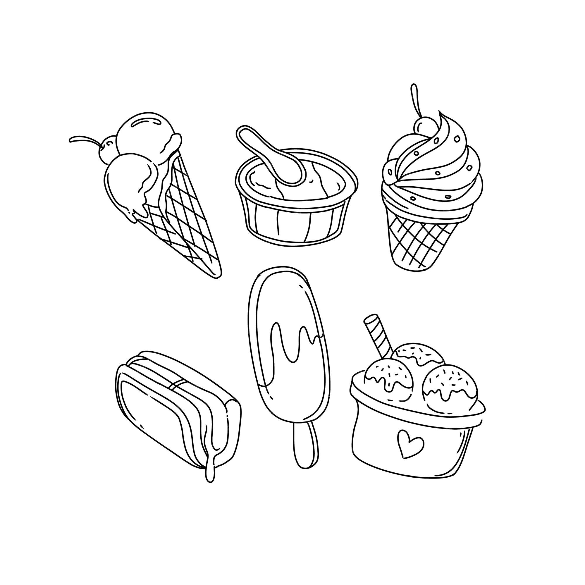 Premium Vector Ice Cream Hand Drawn Doodle Illustrations Vector Set
