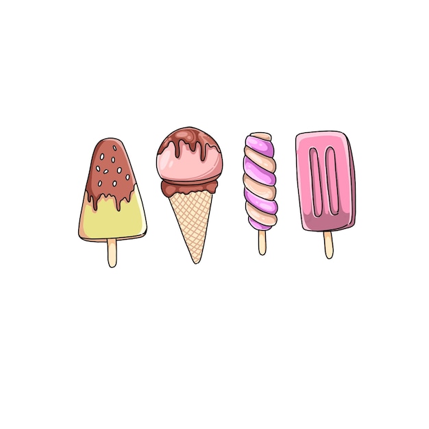 Premium Vector Ice Cream Hand Drawn Doodle Illustrations Vector Set
