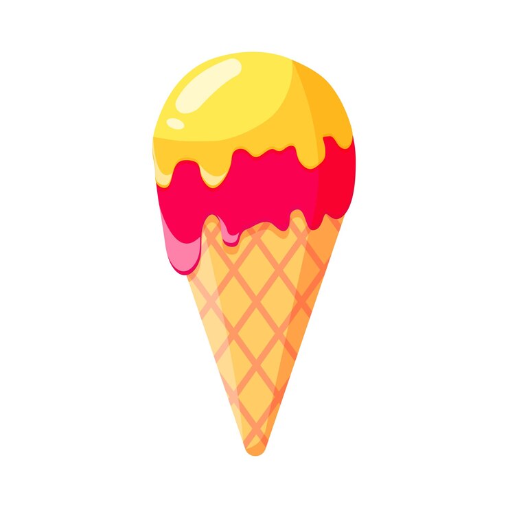 Premium Vector Ice Cream In A Waffle Cone Icecream In Pink And Yellow
