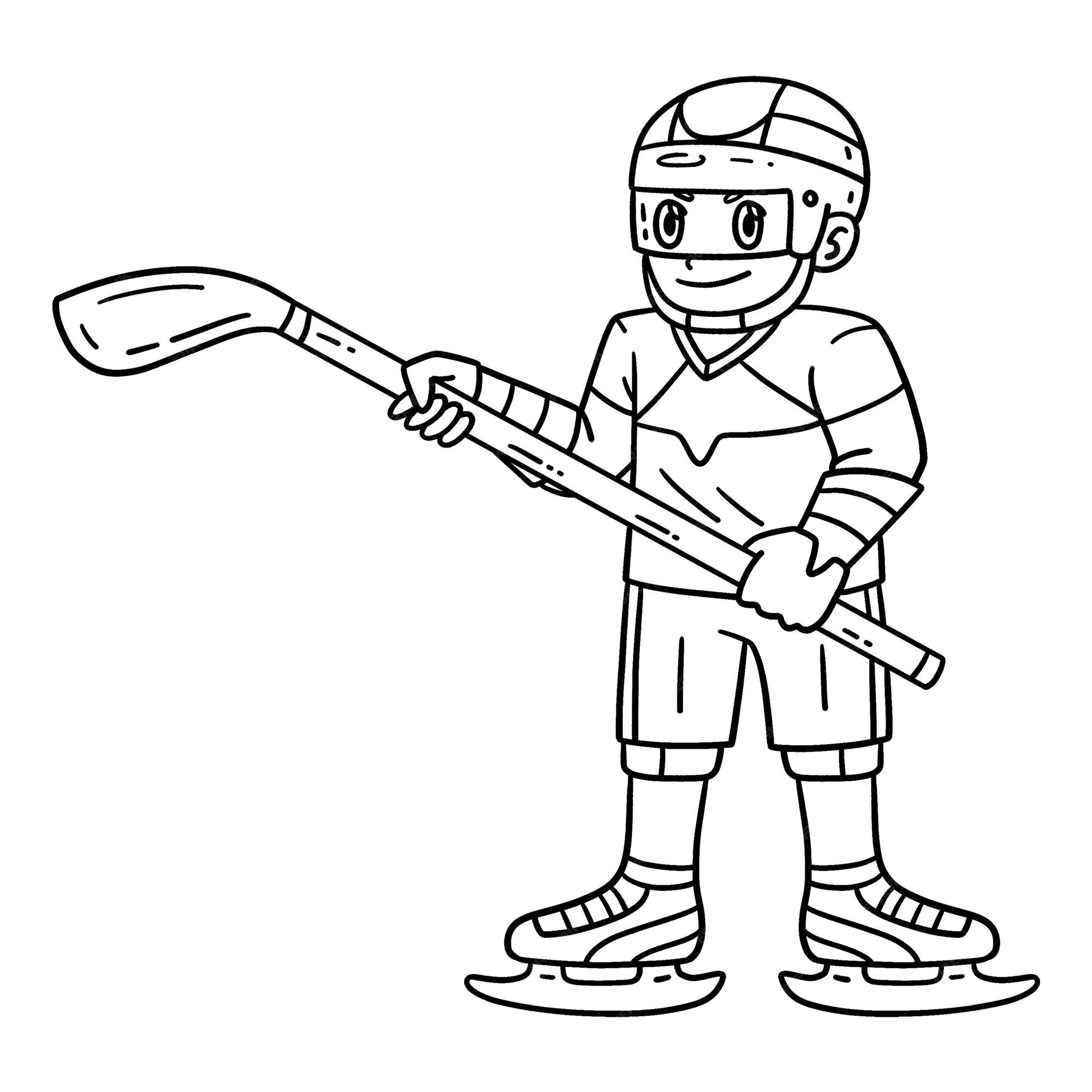 Premium Vector Ice Hockey Player Holding Hockey Stick Isolated