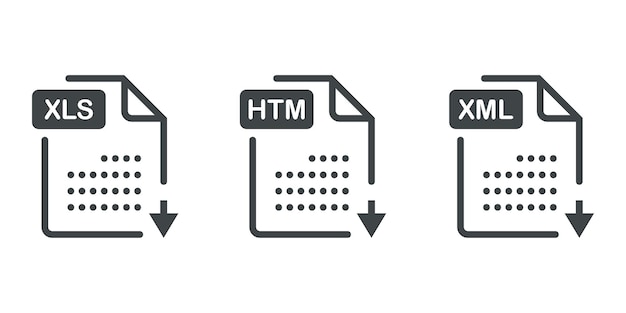 Premium Vector | Icon Set of graphic templates xls htm xml system ... Premium Vector | Icon Set of graphic templates xls htm xml system ...