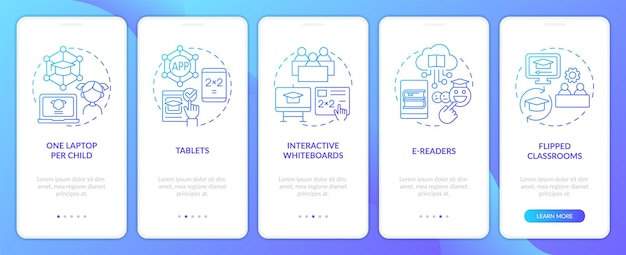 Premium Vector | Ict educational applications blue gradient onboarding ... Premium Vector | Ict educational applications blue gradient onboarding ...