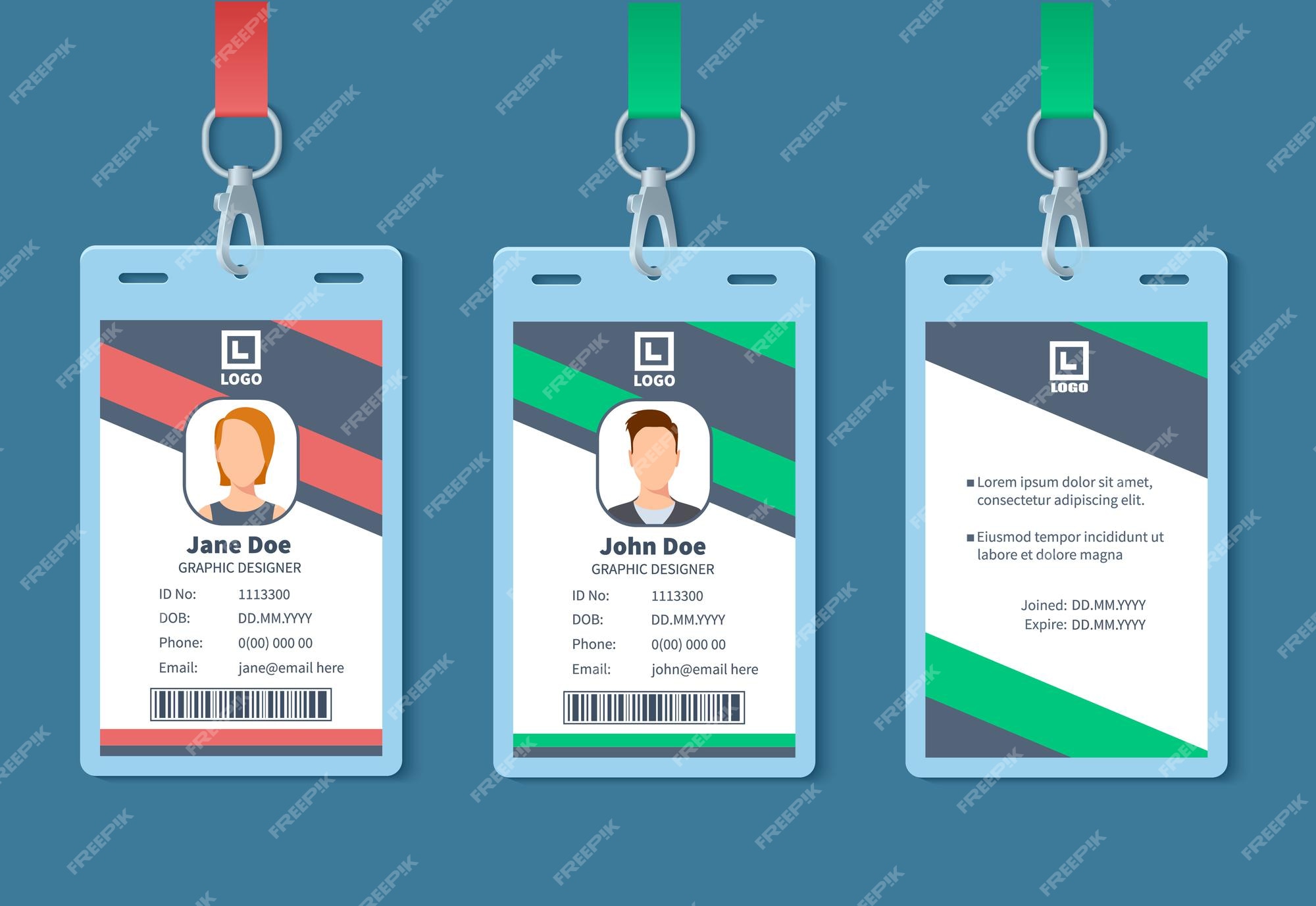 Premium Vector Id Card Corporate Event Staff Badges Identity Employee Name Label Conference