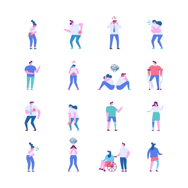 Premium Vector | Illness disease fever flat vector people set Premium Vector | Illness disease fever flat vector people set