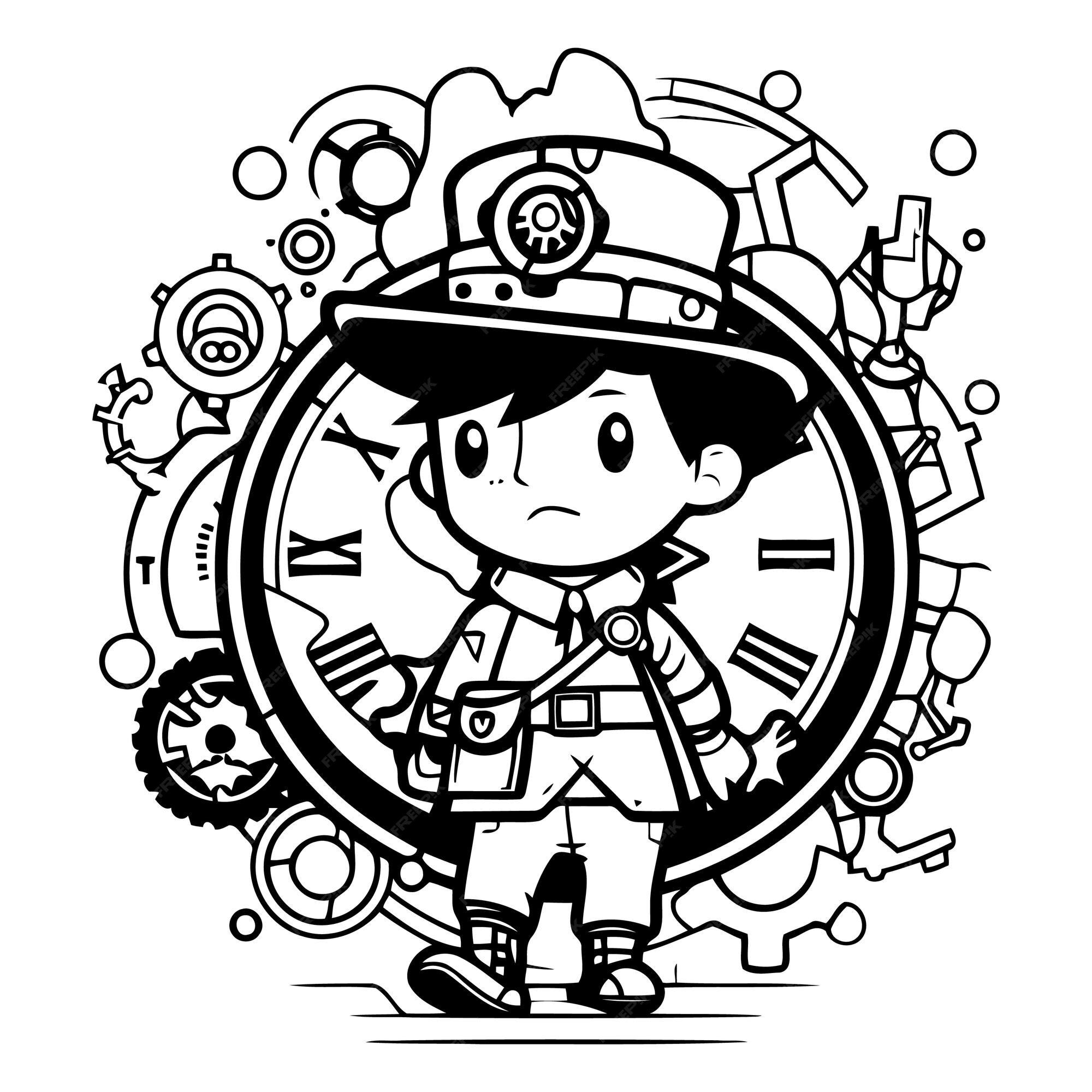 Premium Vector | Illustration of a boy in safari outfit and gear wheel ... Premium Vector | Illustration of a boy in safari outfit and gear wheel ...