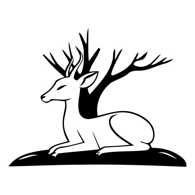 Premium Vector Illustration Of A Deer Under A Tree In The Forest