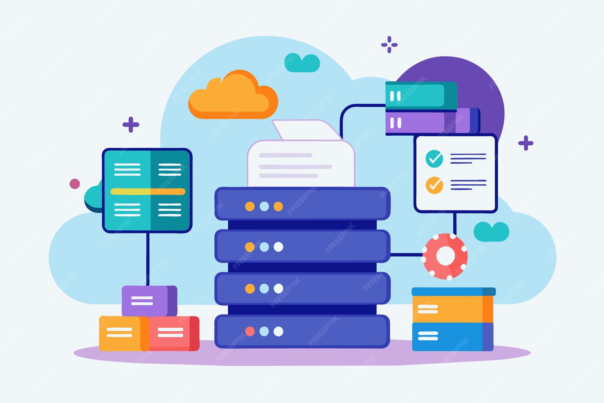 Premium Vector An Illustration Depicting A Cloud Computing Network