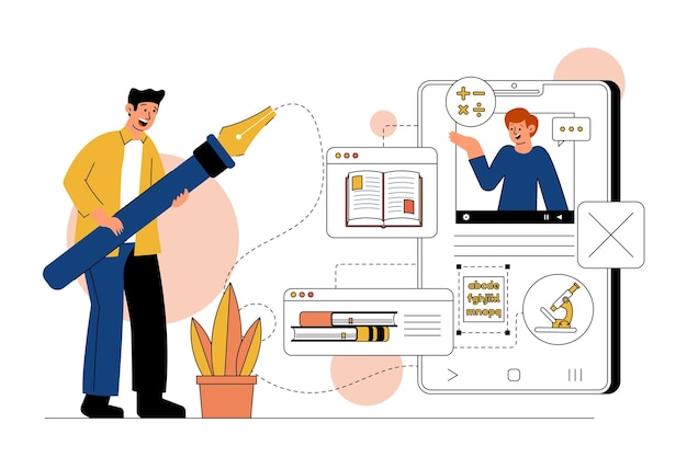 Premium Vector | Illustration designer creating design ui education Premium Vector | Illustration designer creating design ui education