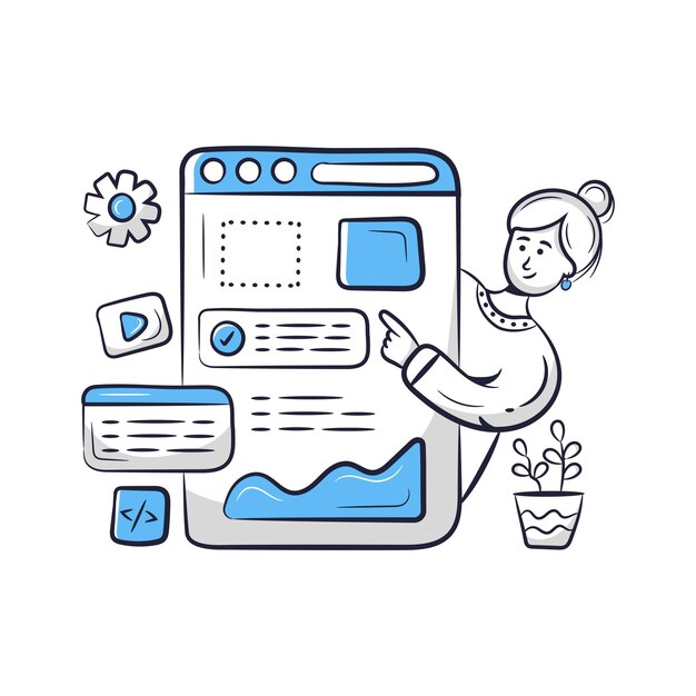 Premium Vector | Illustration of a female developer creating a website ...