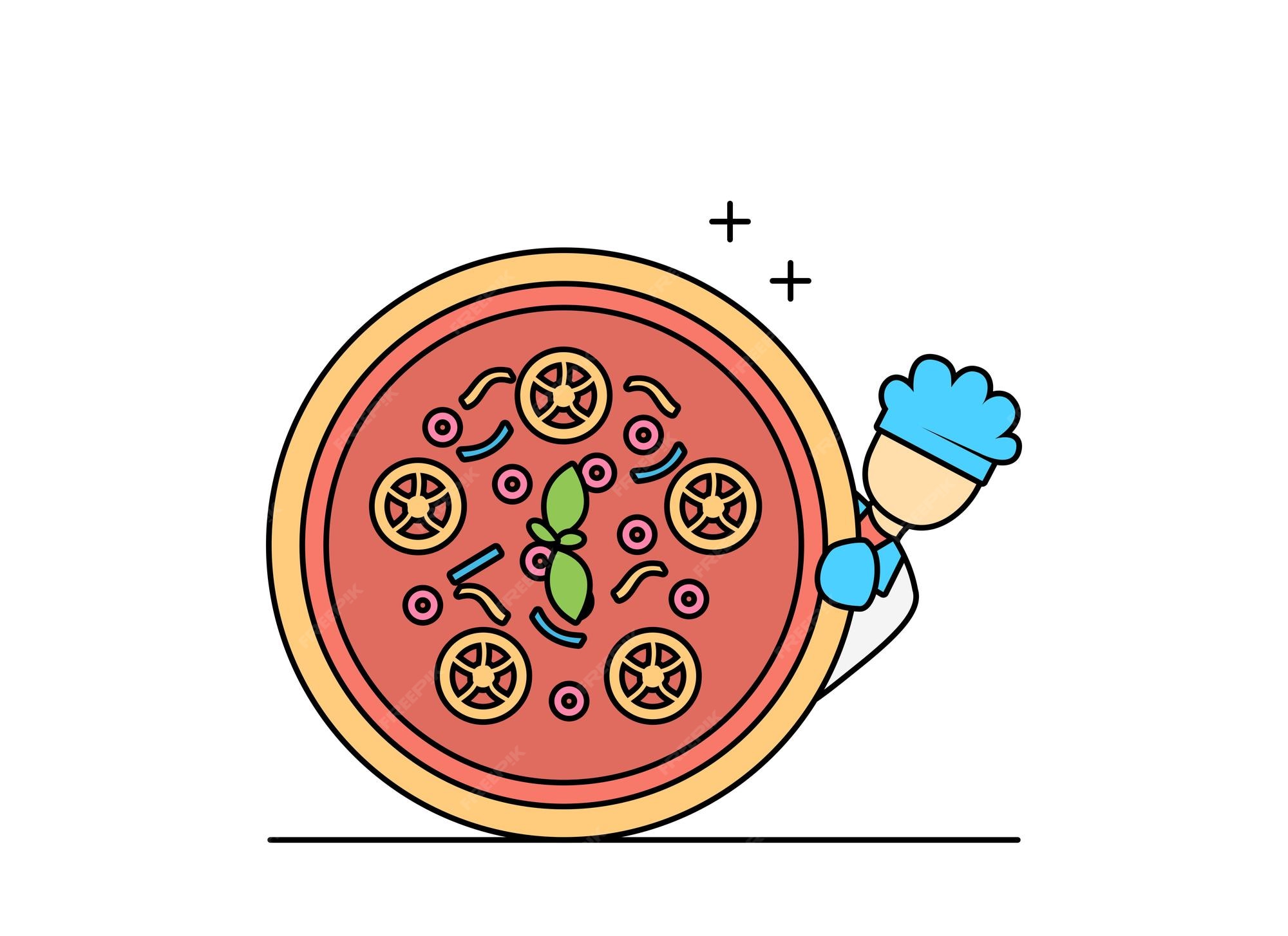 Premium Vector Illustration Of Flat Design Outline Chef Working With Pizza And Burgers