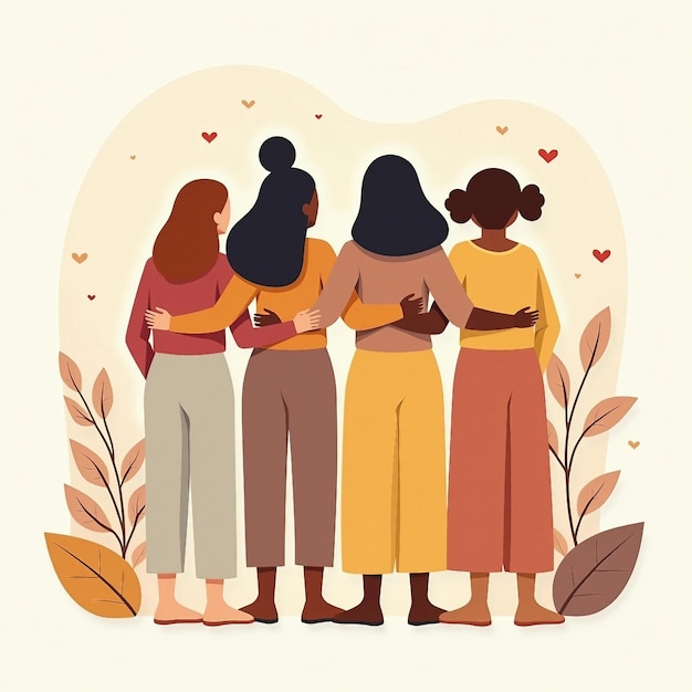 Illustration of Four Women Embracing | Premium AI-generated vector Illustration of Four Women Embracing | Premium AI-generated vector