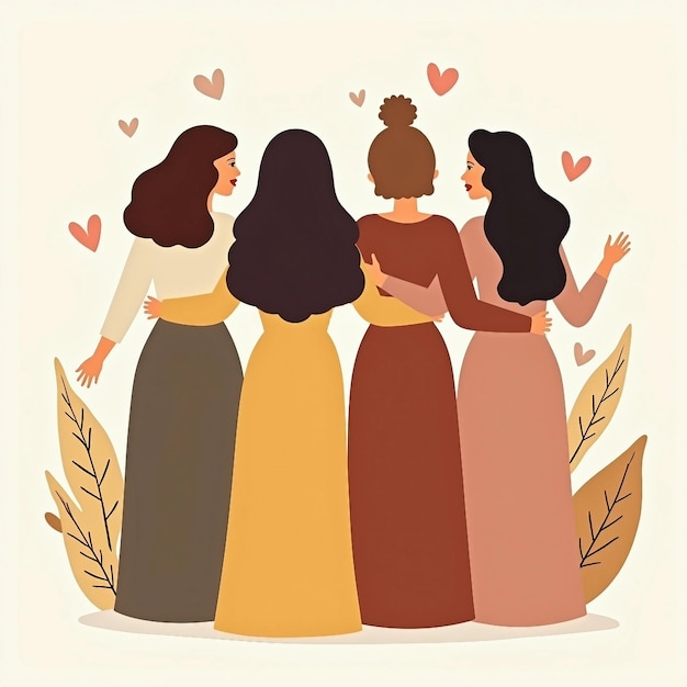 Illustration of Four Women Embracing | Premium AI-generated vector Illustration of Four Women Embracing | Premium AI-generated vector