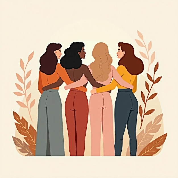 Illustration of Four Women Embracing | Premium AI-generated vector Illustration of Four Women Embracing | Premium AI-generated vector