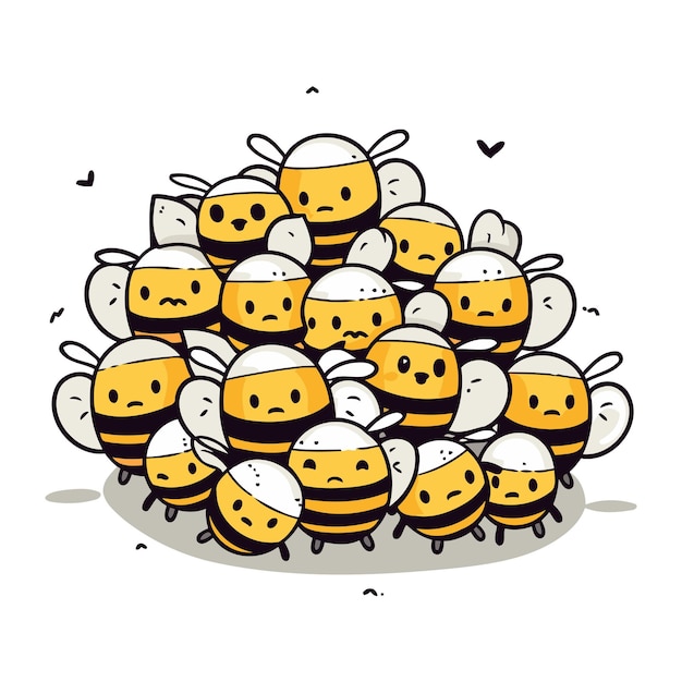 Premium Vector Illustration Of A Group Of Cartoon Bees On A White Background