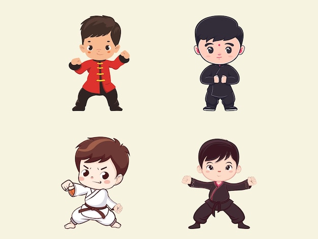 Premium Vector | Illustration of Kung Fu Boy Premium Vector | Illustration of Kung Fu Boy