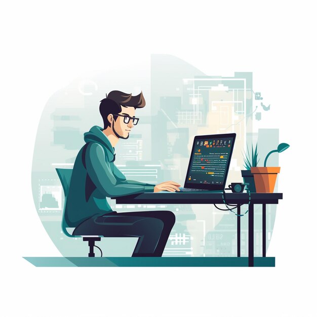 Premium Vector | Illustration programmer computer vector technology ...