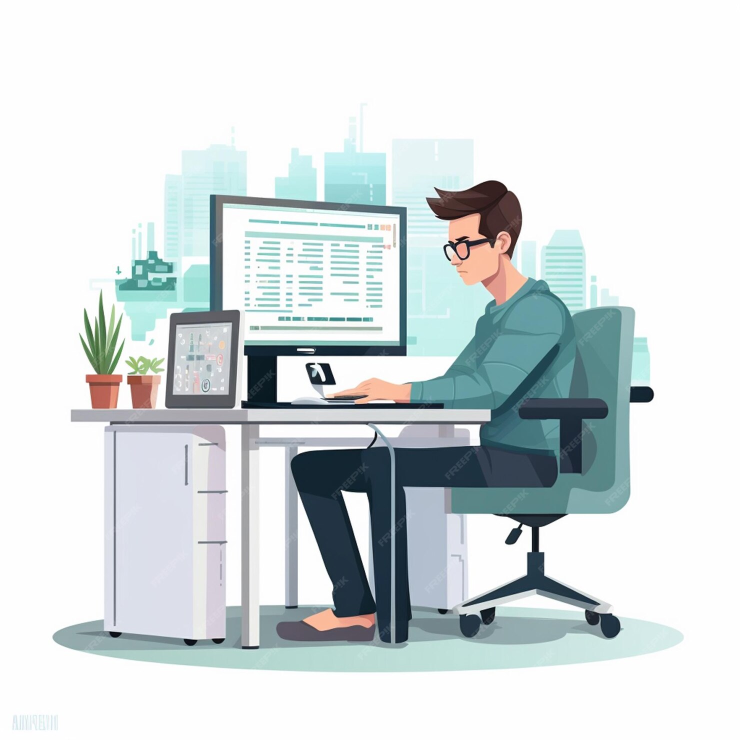 Premium Vector | Illustration programmer computer vector technology ...