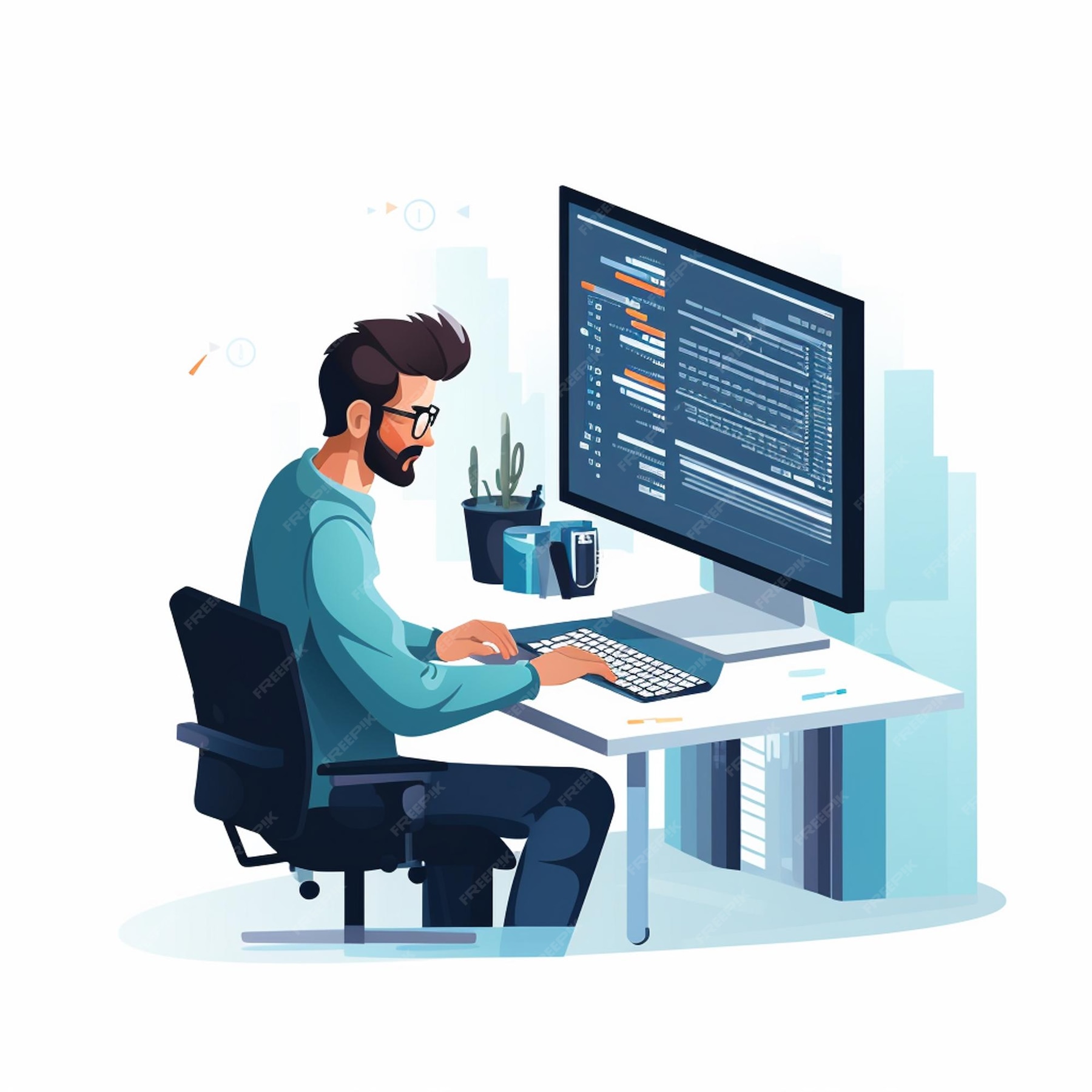 Premium Vector | Illustration programmer computer vector technology ...