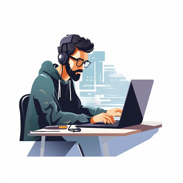 Premium Vector Illustration Programmer Computer Vector Technology