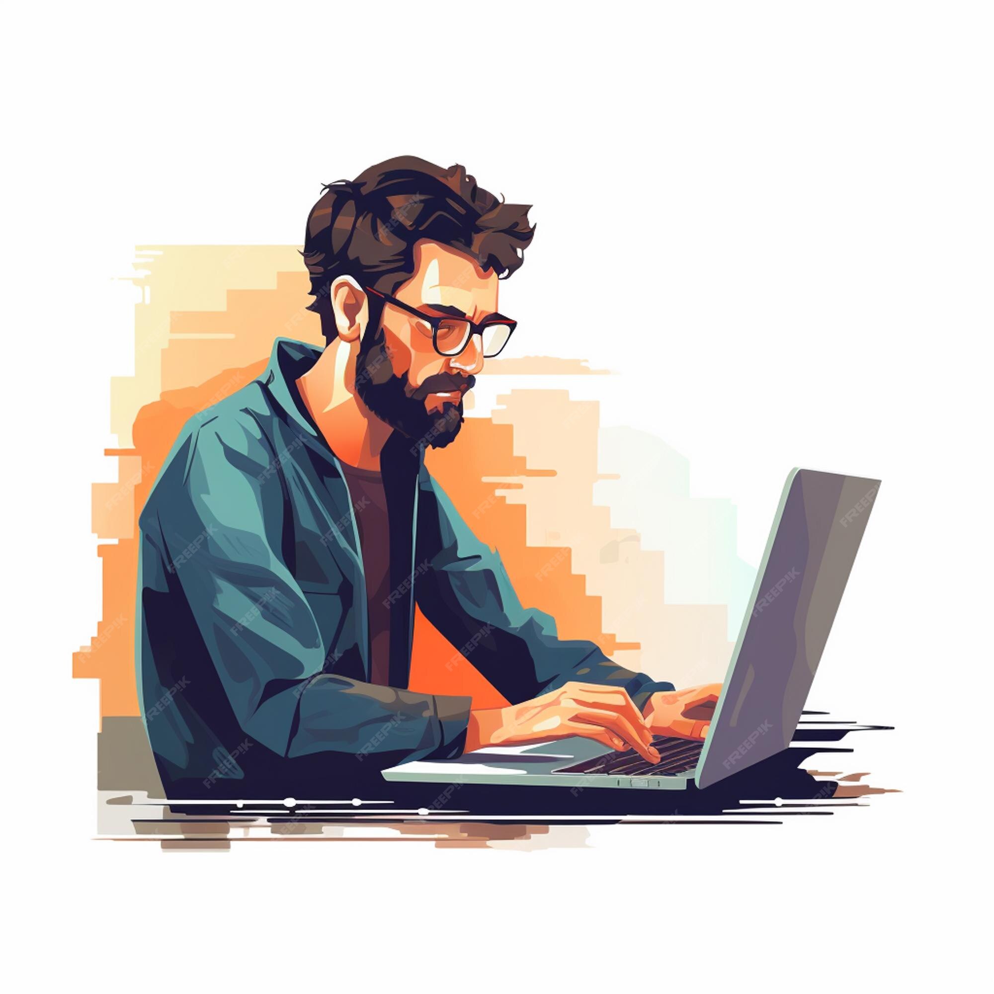 Illustration Programmer Computer Vector Technology Concept Web Digital Design Programming