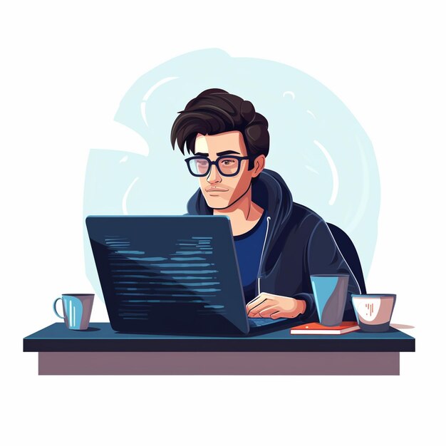 Illustration Programmer Computer Vector Technology Concept Web Digital Design Programming