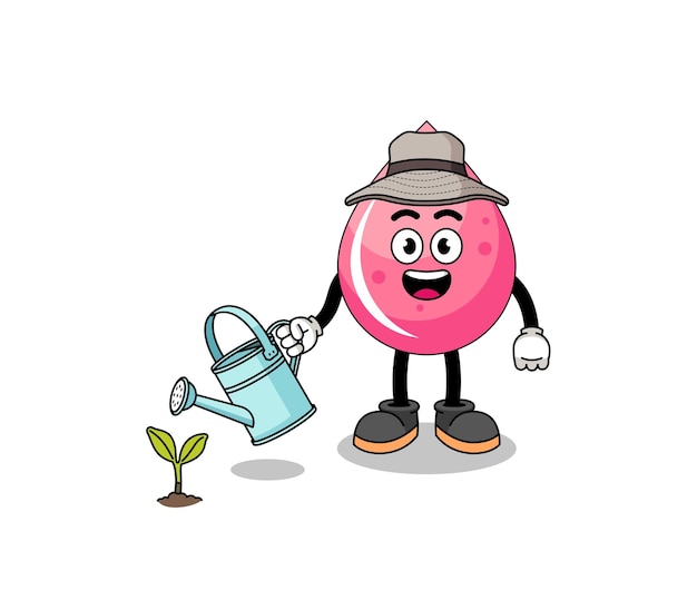 Premium Vector Illustration Of Strawberry Juice Cartoon Watering The Plant
