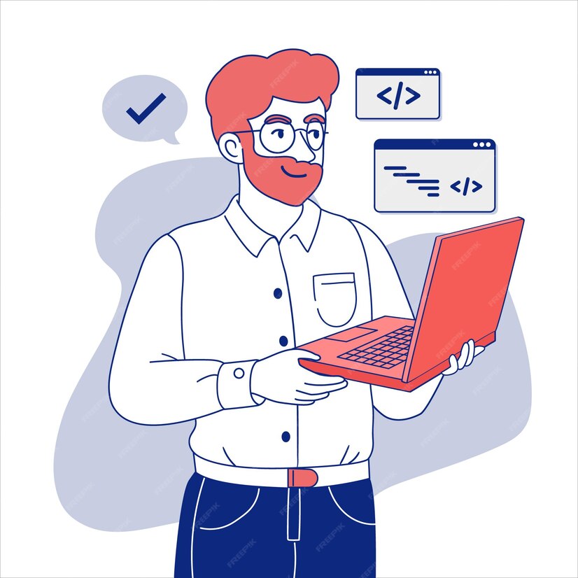 Premium Vector | Illustration vector web development software engineering programmer working ...