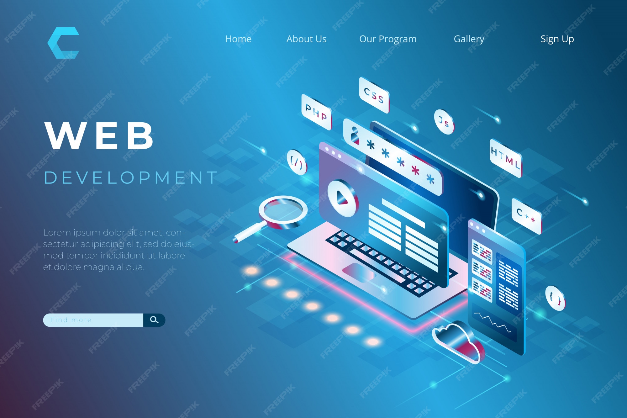 Premium Vector | Illustration of website development with programming ...