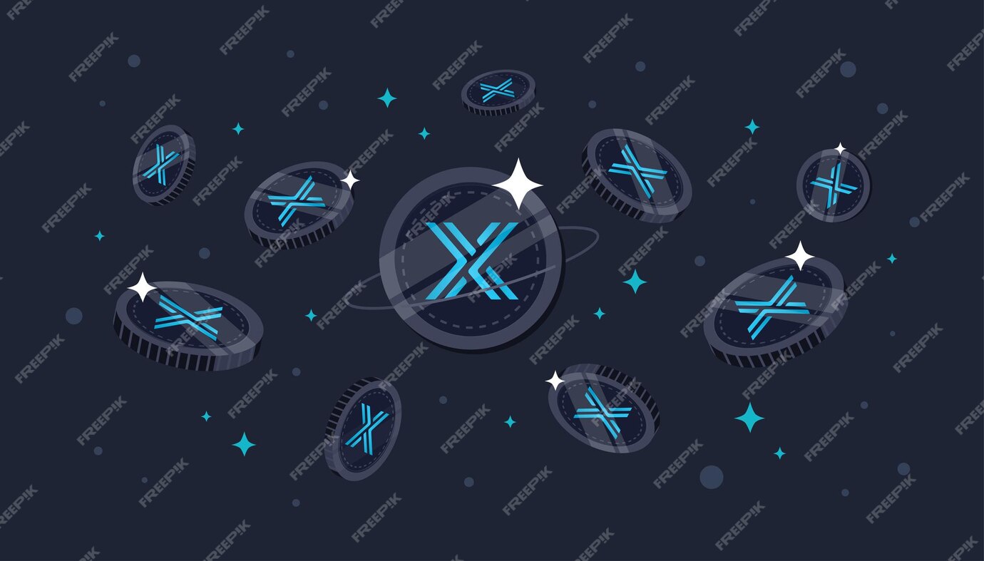 Неизменяемые монеты x imx, падающие с неба, концепция криптовалюты imx ... Неизменяемые монеты x imx, падающие с неба, концепция криптовалюты imx ...