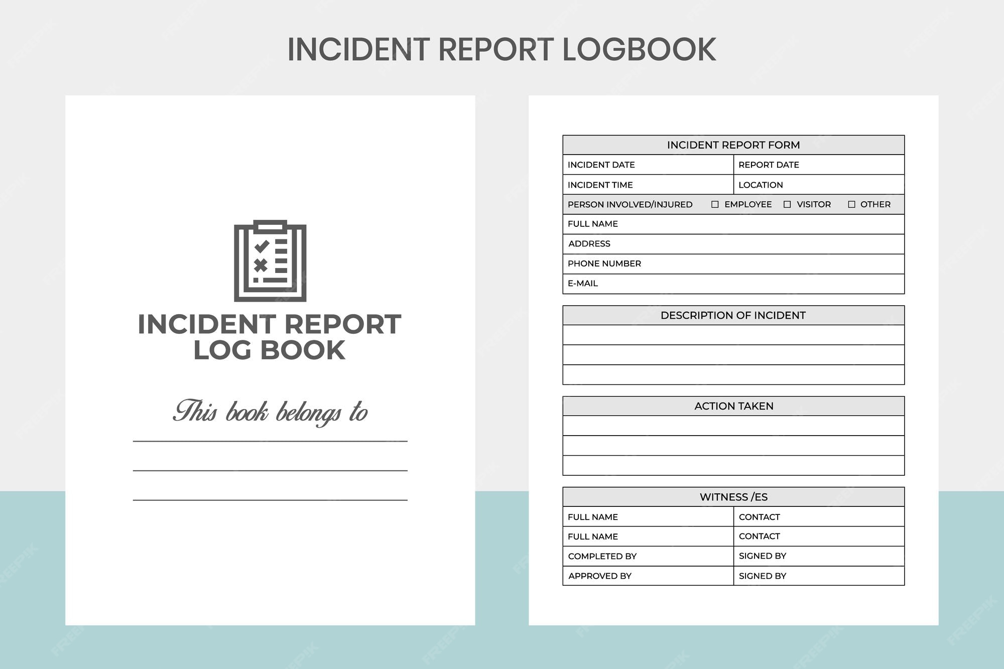 Premium Vector | Incident report logbook kdp interior Premium Vector | Incident report logbook kdp interior