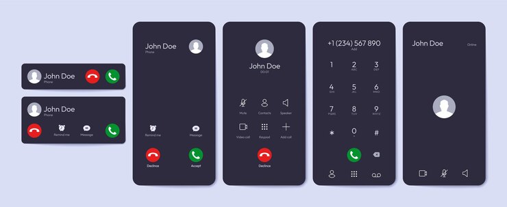 Premium Vector | Incoming call ui elements smartphone overlay with accept decline call buttons ...