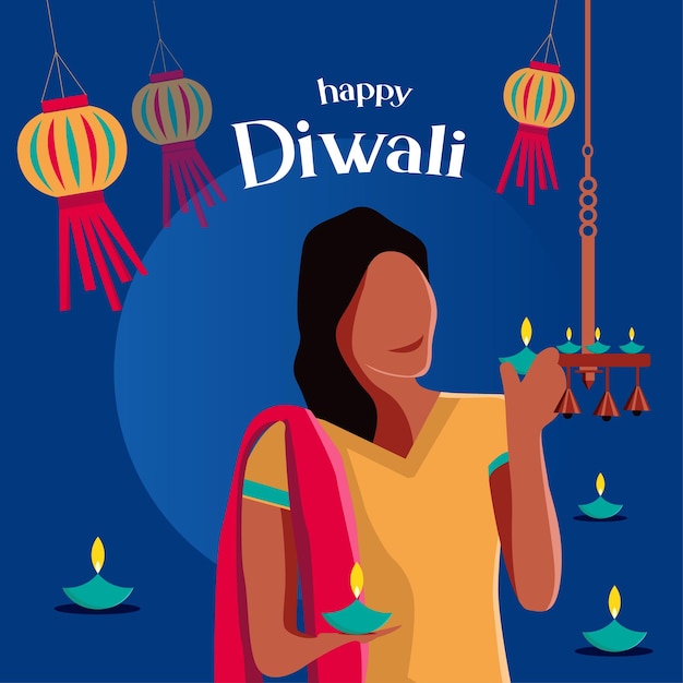 Premium Vector Indian Festival Happy Diwali With Diwali Props